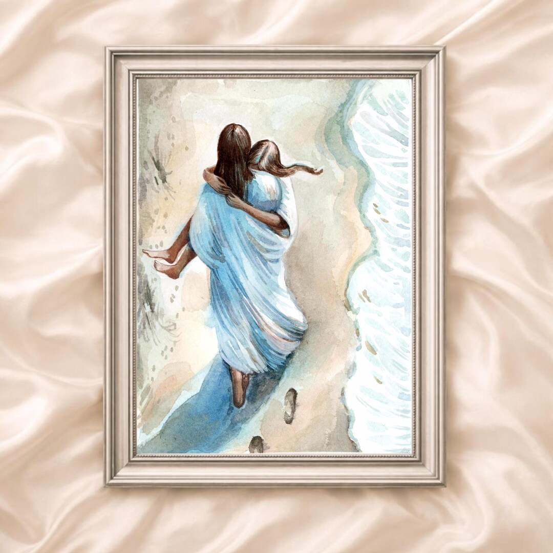 Jesus Carrying Child Christian Wall Art, Watercolor Faith Print ...