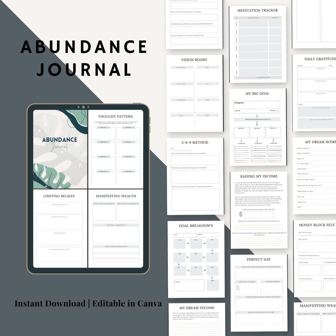 Abundance Journal | Money Mindset Journal | Manifestation & Gratitude ...