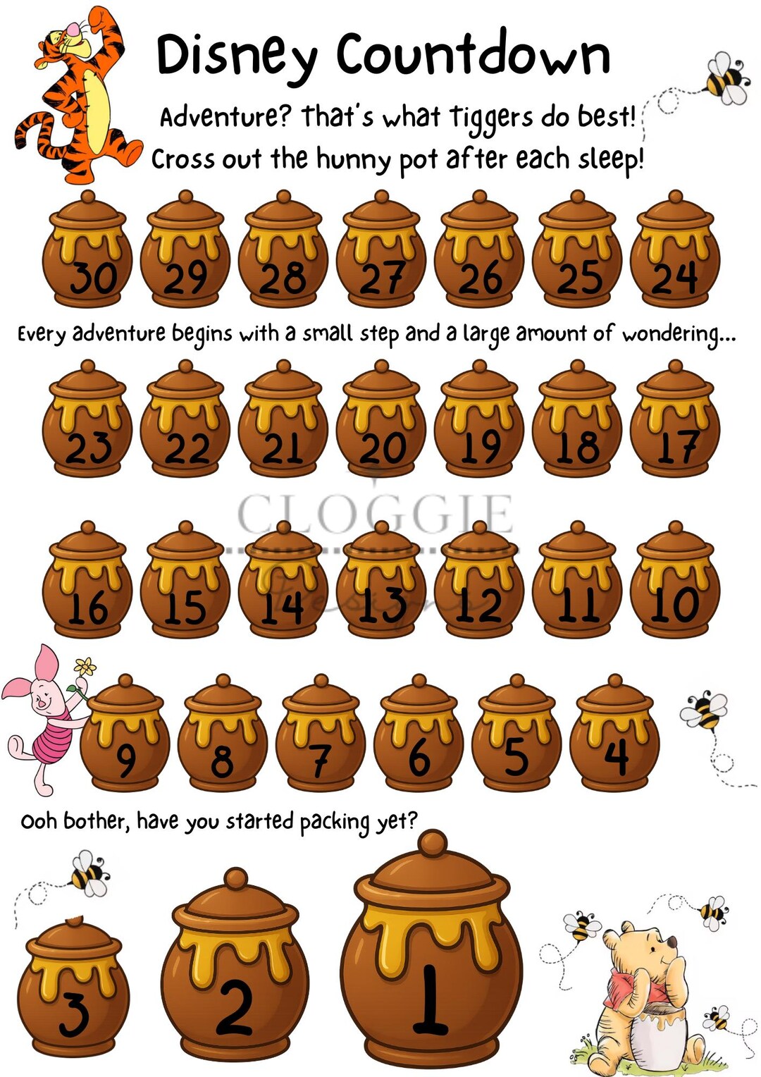 Winnie the Pooh Inspired 30 Day Holiday Countdown | Cute Hunny Pot ...