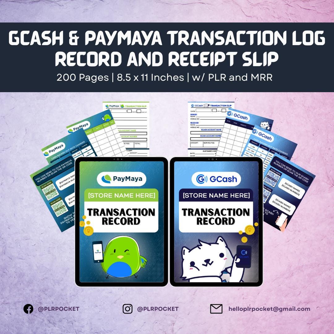 Gcash & Paymaya Transaction Log Record and Receipt Slip - Etsy