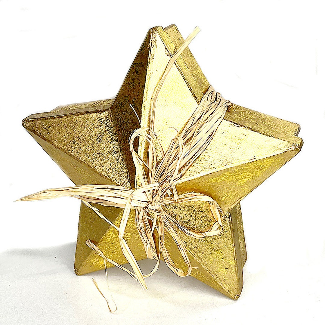 Vintage Gold Papier Mache Star Box With Star Ornaments - Etsy