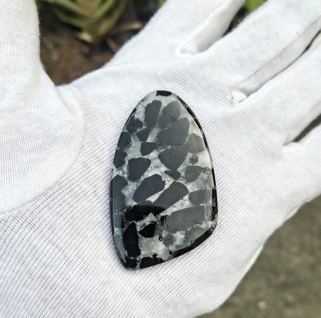 Huge Indigo Gabbro Mystic Merlinite Cabochon 122.30 Carat Natural Black ...