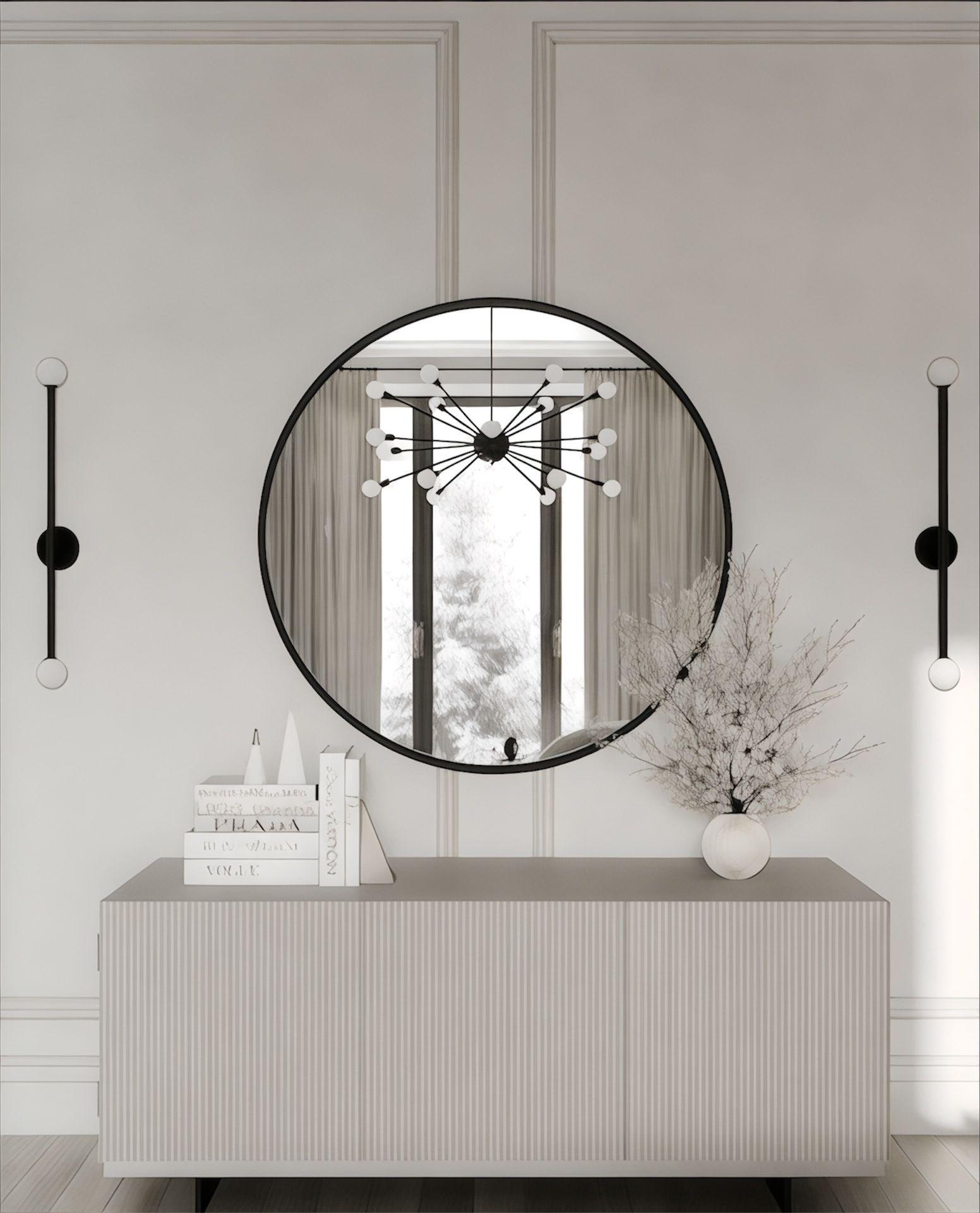 Modern Green Round Mirror, Scandinavian Entryway Wall Decor - Etsy