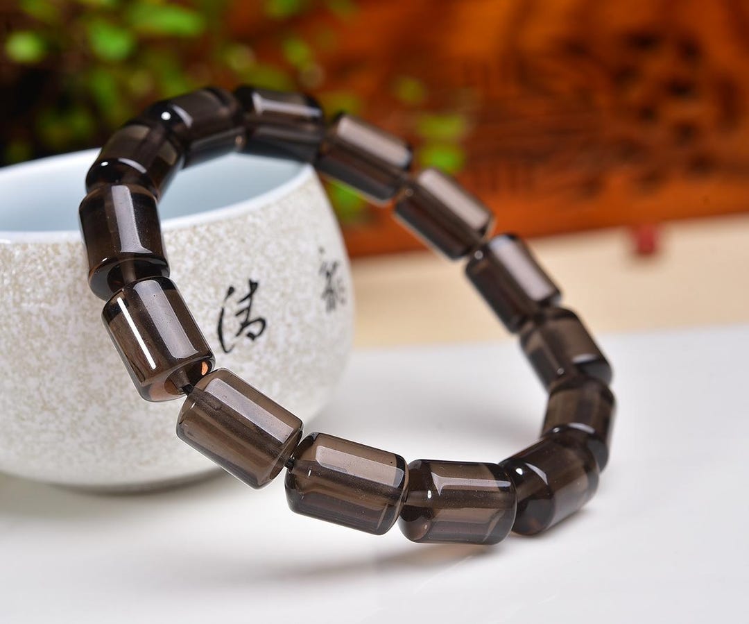 Crystal Obsidian Drum Bead Bracelet 10×14mm • Protection Purification ...