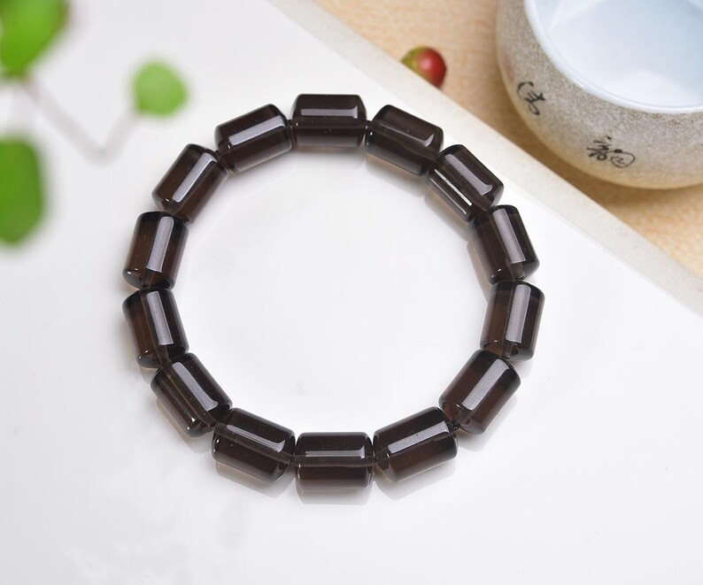 Crystal Obsidian Drum Bead Bracelet 10×14mm • Protection Purification ...