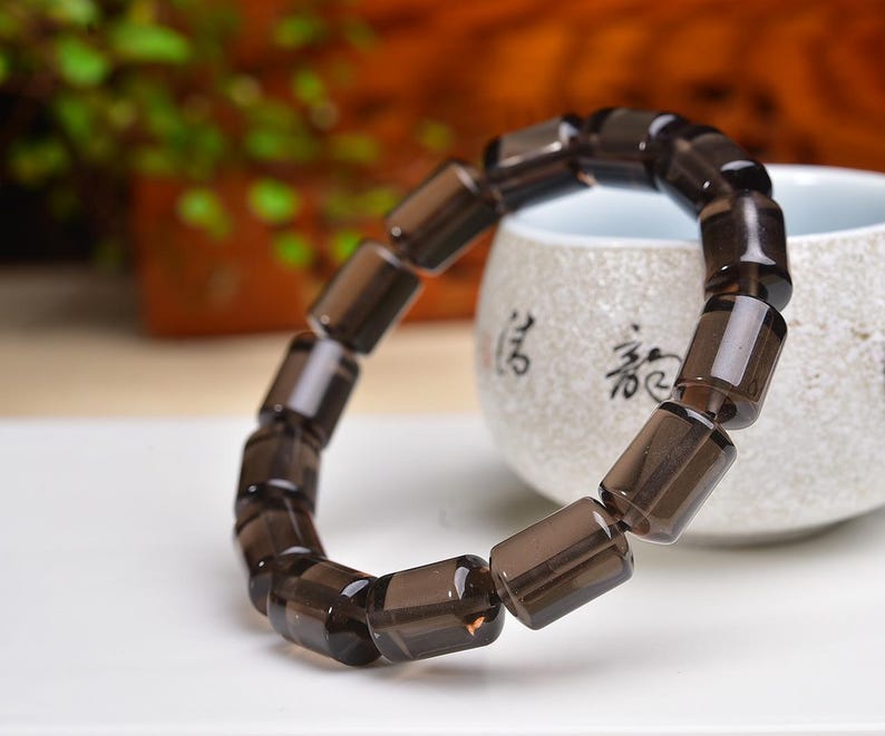 Crystal Obsidian Drum Bead Bracelet 10×14mm • Protection Purification ...