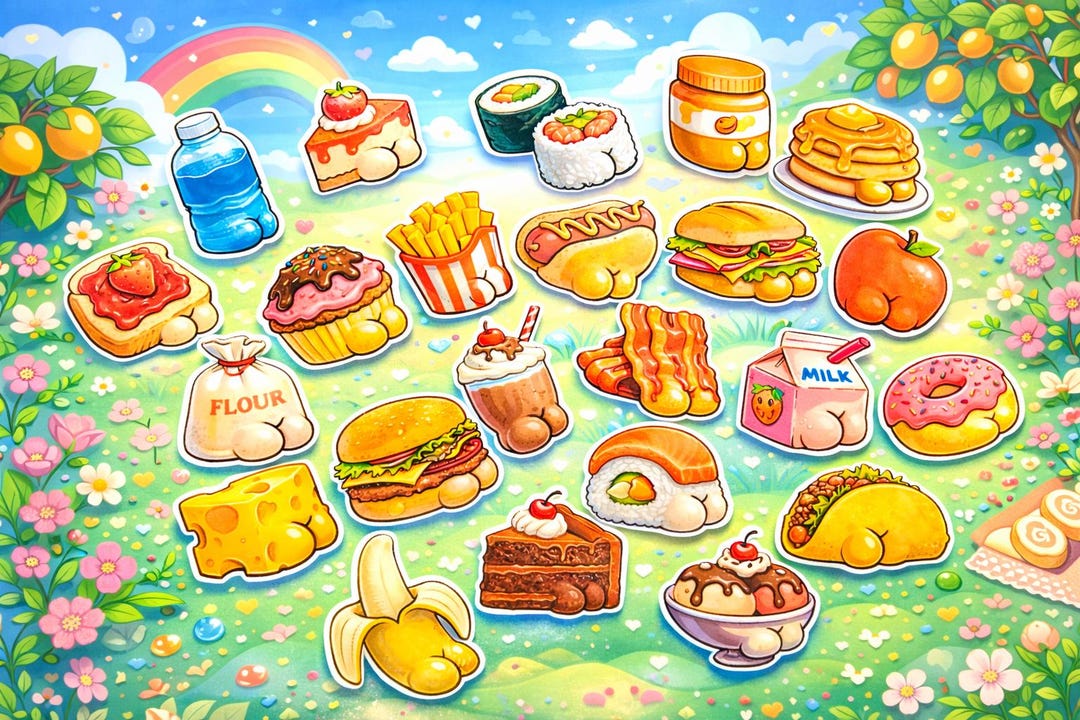 Funny Food Stickers | Cute Cheeky Snack Sticker Pack (20 Stickers ...