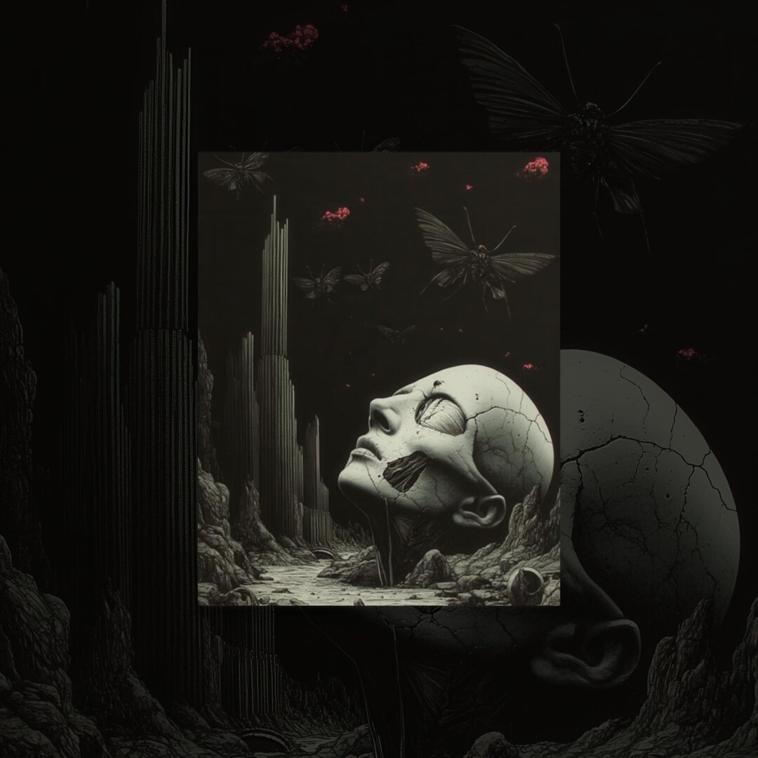 Surreal Skull Art Print - Gothic Wall Decor Abstract Landscape Dark ...