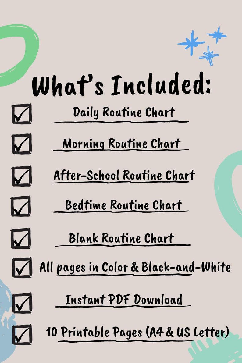 Daily Routine Chart for Kids Printable | Morning & Bedtime Routine ...
