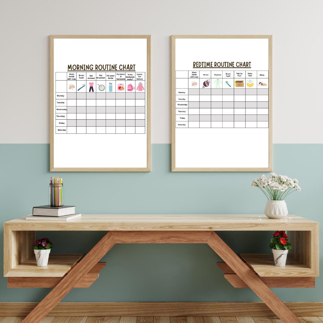 Morning & Bedtime Routine Chart Pack (ages 3–7) | Printable Visual ...