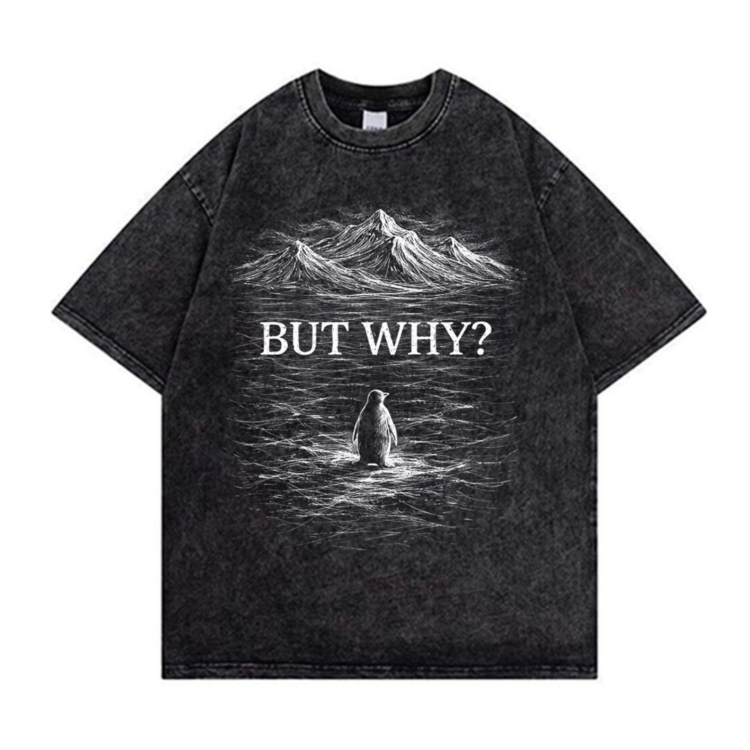 But Why Penguin Mountain Vintage Wash Tee, Vintage Washed Cotton ...