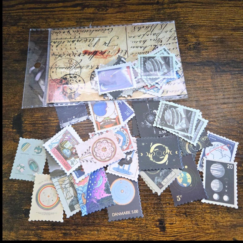 Space-themed Stickers | 46-piece Stamp-style Sticker Pack | Journaling ...