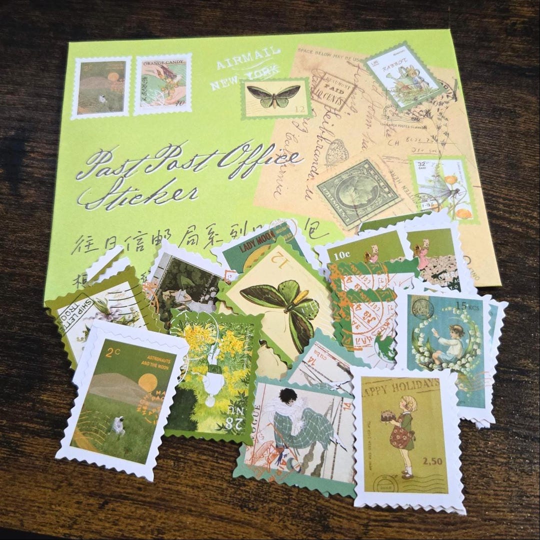 Old Letter Post Office Style Stickers | 46-piece Vintage Stamp Ephemera ...