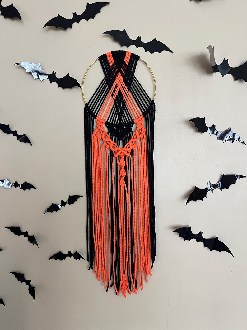 Black and Orange Macrame Hanging Macrame Hanging Halloween - Etsy