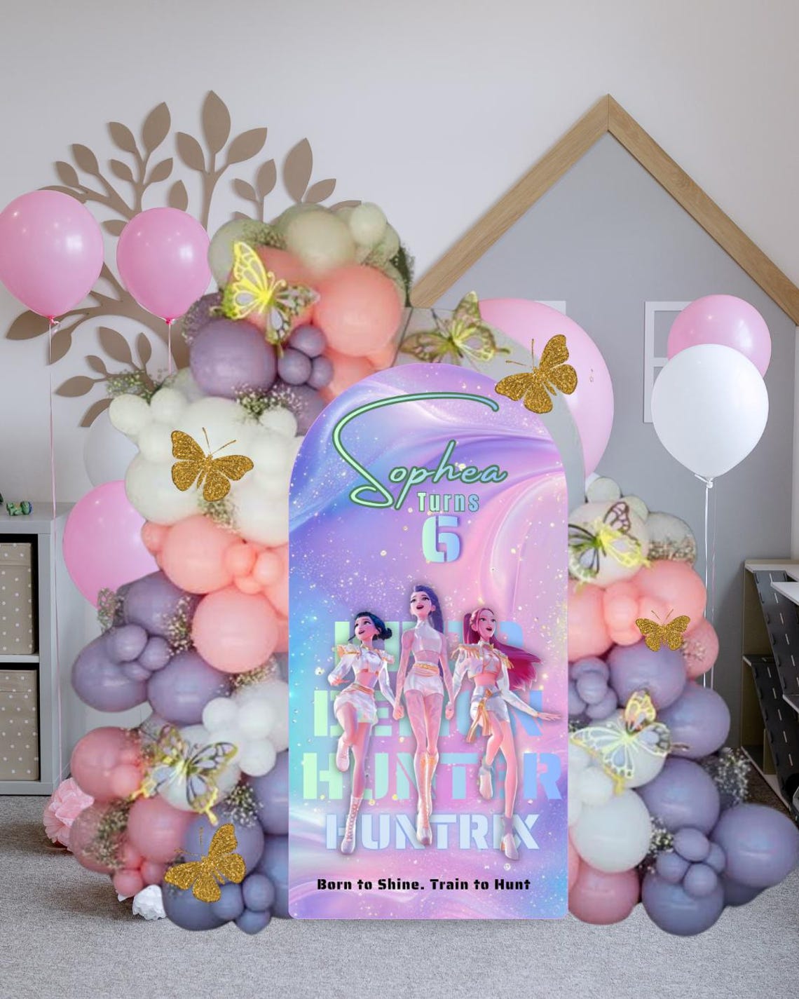 K-pop Demon Hunter Birthday Backdrop | Editable Korean Pop Theme ...