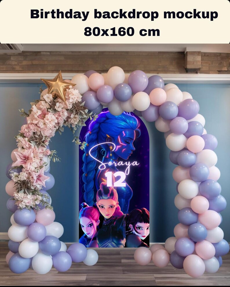 K-pop Demon Hunter Birthday Backdrop | Dark Fantasy Theme (digital ...