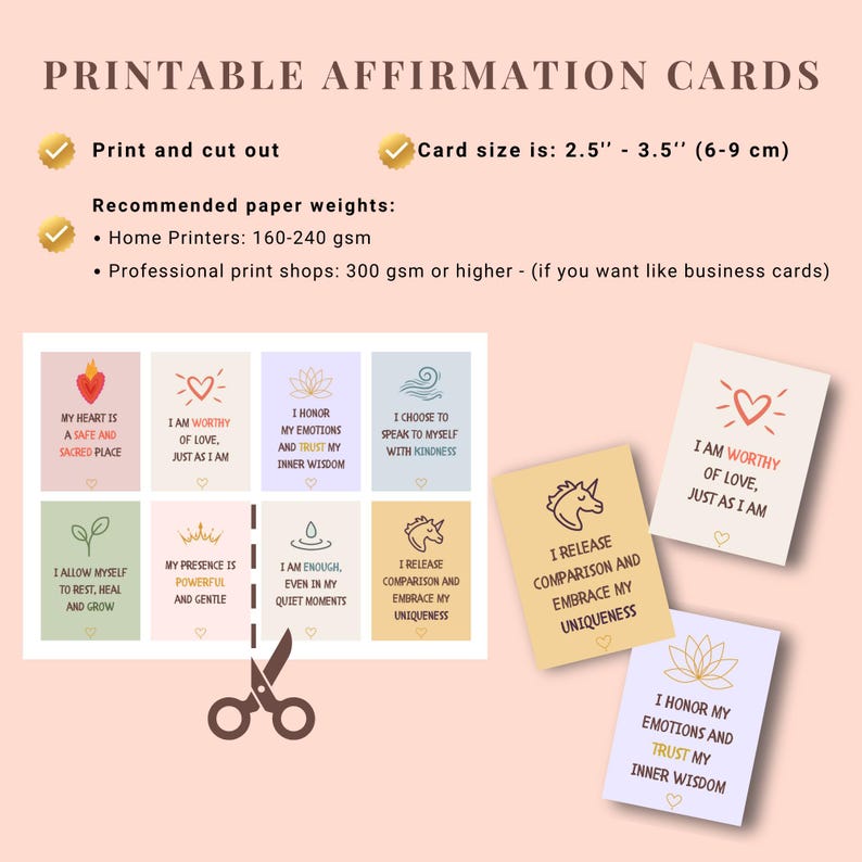 Self Love Affirmation Cards | Positive Daily Affirmations (printable ...