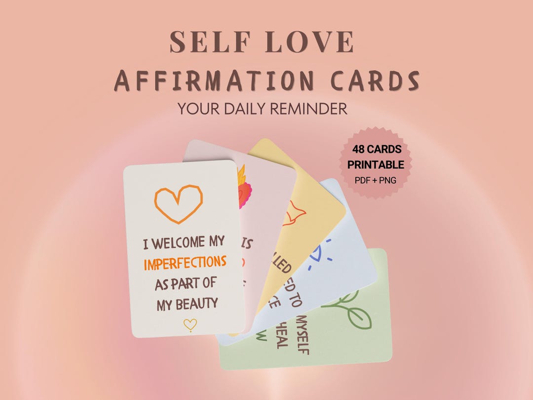 Self Love Affirmation Cards Printable for Daily Self Care, Confidence ...