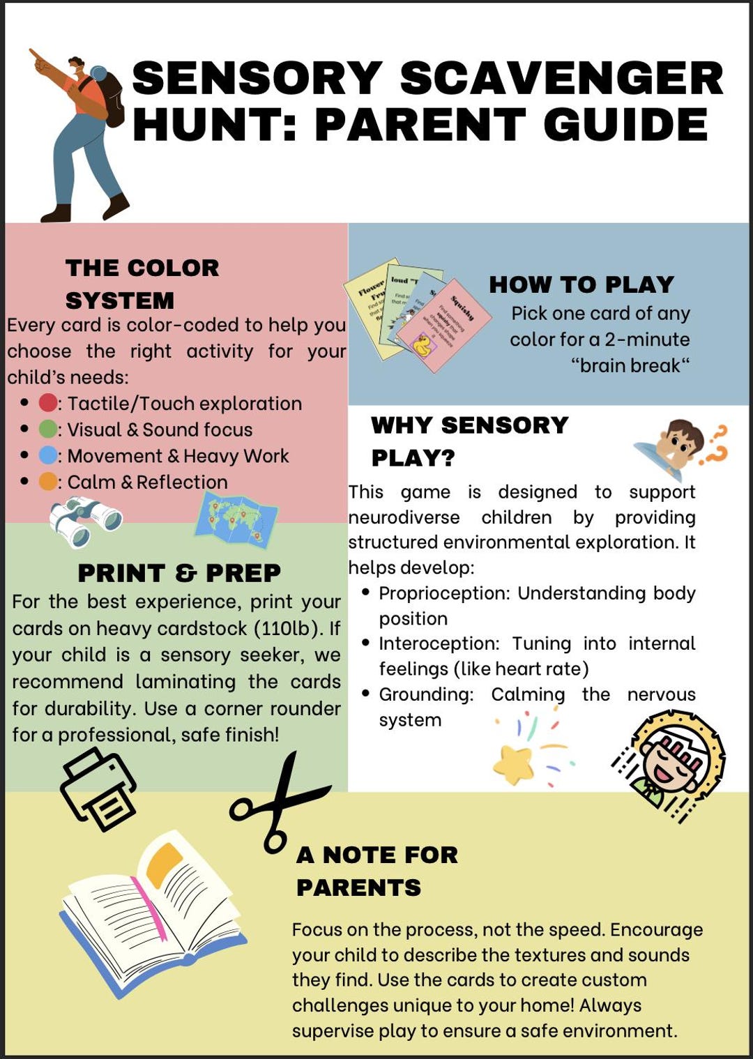Sensory Scavenger Hunt for Kids, ADHD & Autism Learning Game, Printable ...