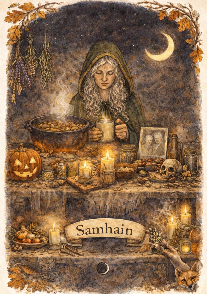 Samhain Poster Printable A4 | Wheel of the Year Wall Art | Folk Witch ...
