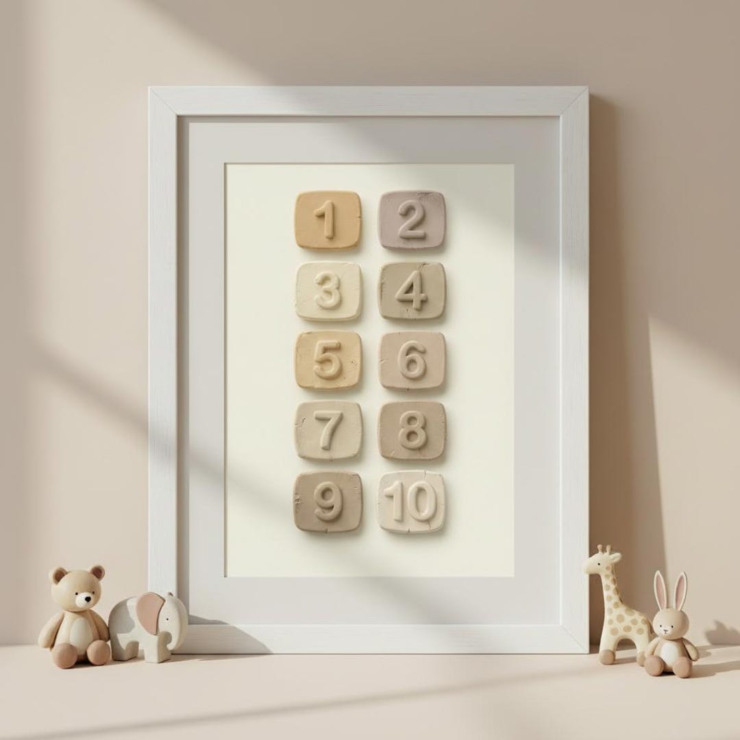 Clay Numbers 1-10 Wall Art, Nursery Print, Neutral Kids Room Decor - Etsy