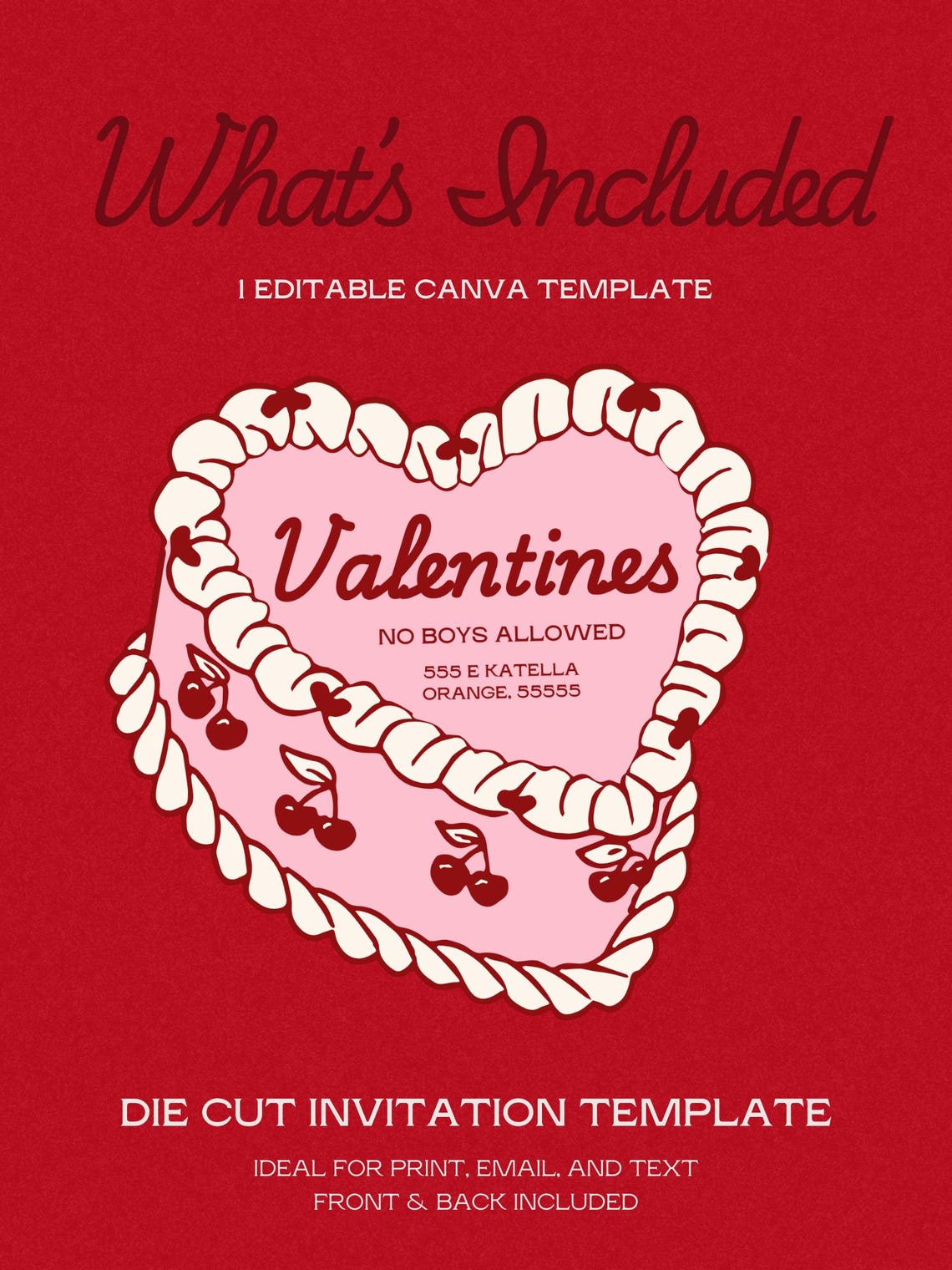 Valentines Vintage Heart Invitation | Galentines Party | Girly Heart ...