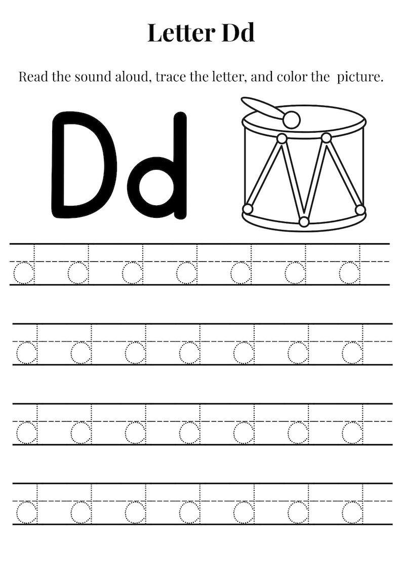Hojas de trabajo para trazar y colorear letras minúsculas de la A a la ...