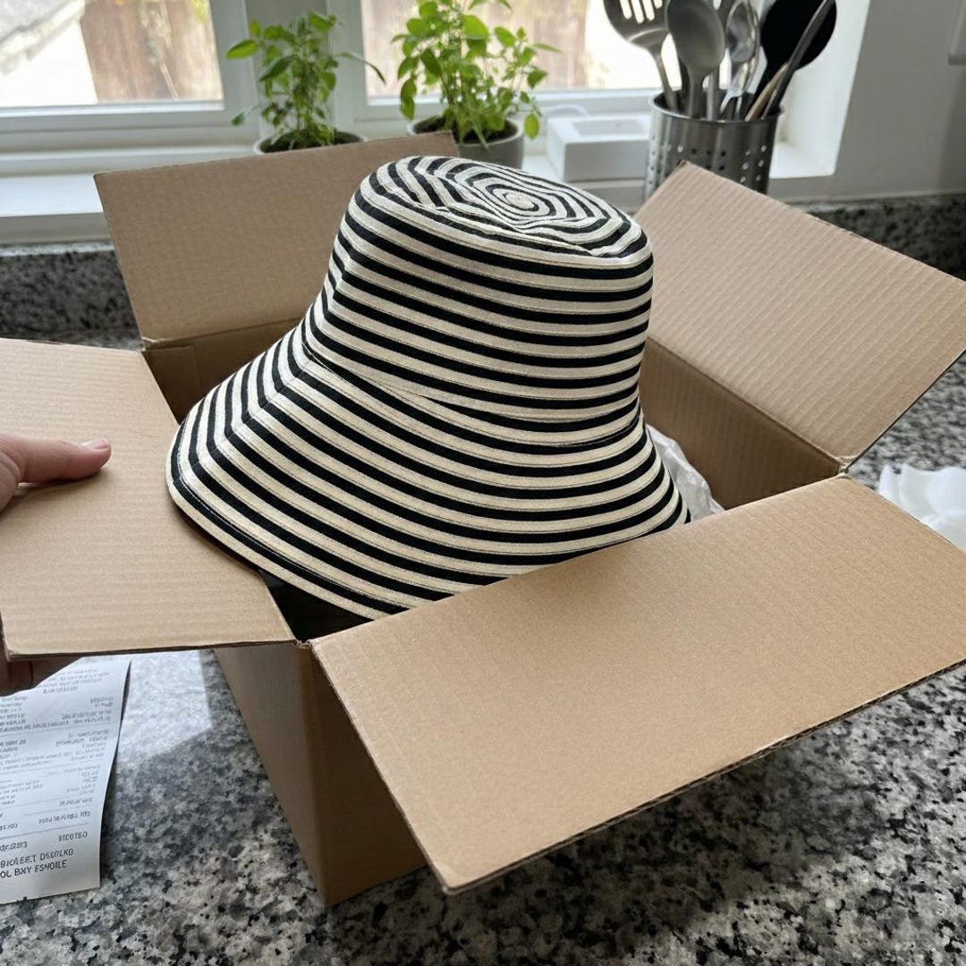 Extra Large Brim Sun Hat, Classic Black White Stripe Bucket Hat ...