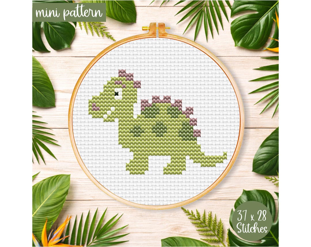 Baby Dino Cross Stitch Pattern PDF - Dinosaurs Hand Embroidery Patterns ...