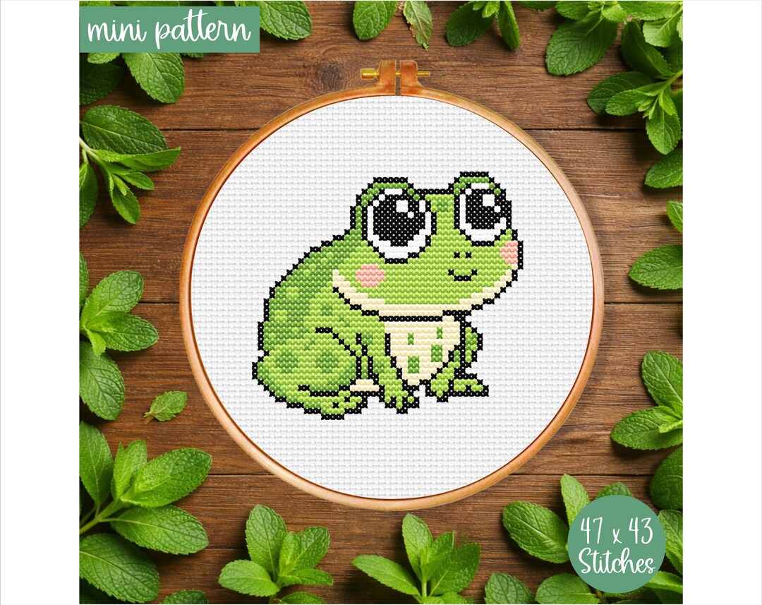 Baby Frog Cross Stitch Pattern Mini Hand Embroidery Patterns Small PDF ...