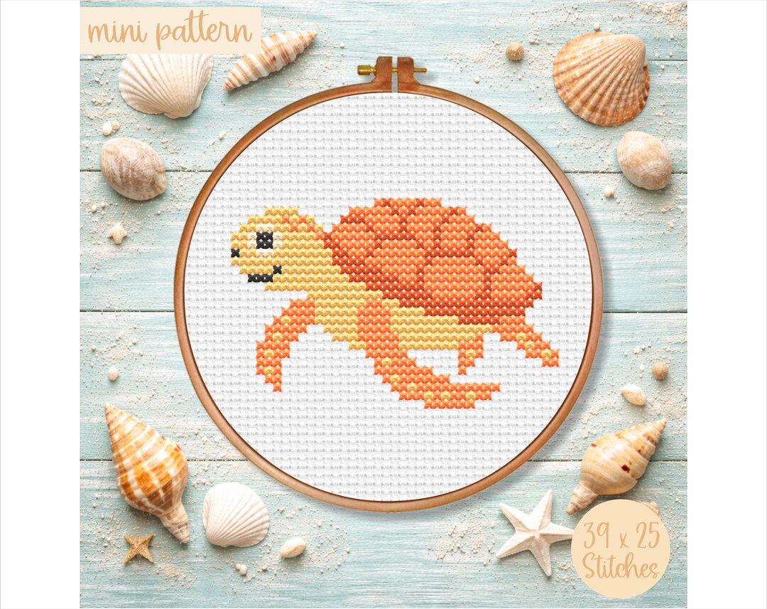 Mini Cross Stitch Pattern PDF Baby Turtle X Stitch Pattern, Turtle ...