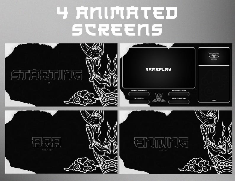 Oni Mask Animated Stream Overlay Package - Etsy