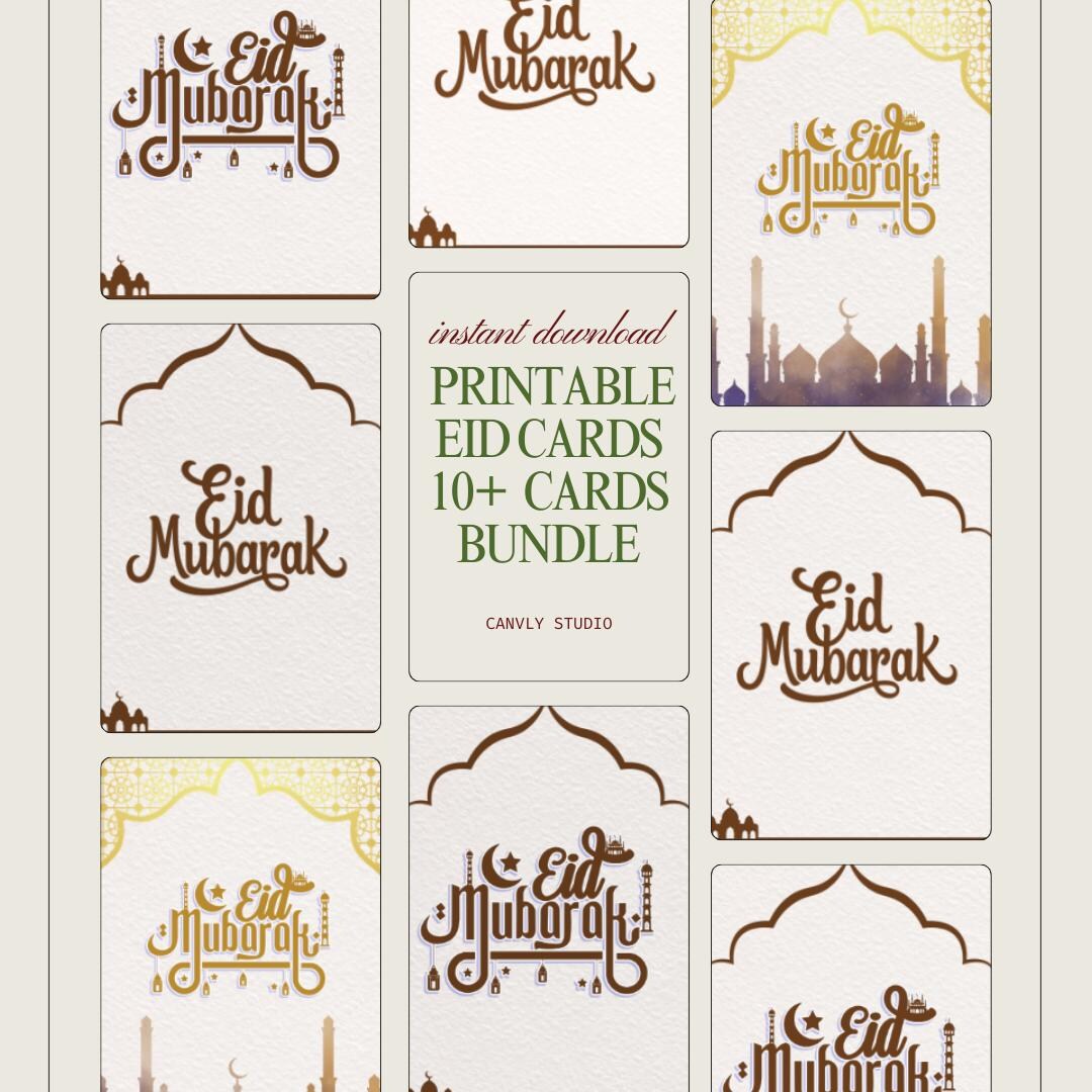 Eid Mubarak Cards Bundle Printable | Islamic Greeting Cards | 5x7 ...