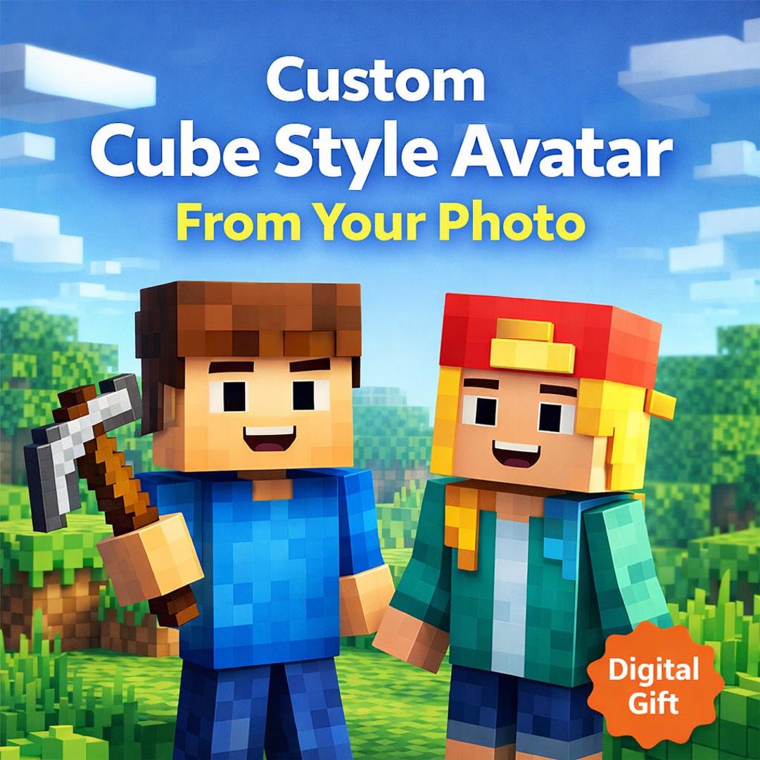 Custom Cube Style Avatar From Your Photo | Pixel Cartoon Portrait - Etsy