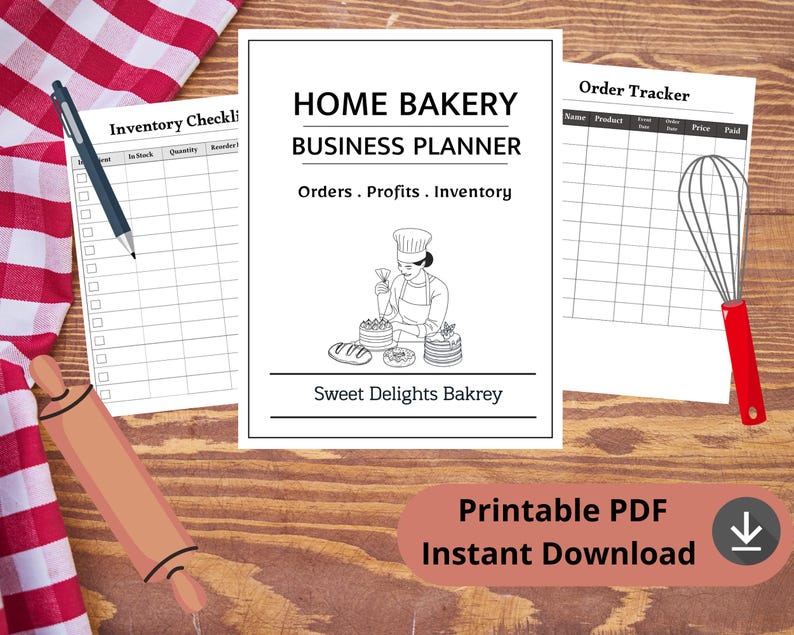 Home Bakery Business Planner Printable, Order Tracker, Profit Sheet ...