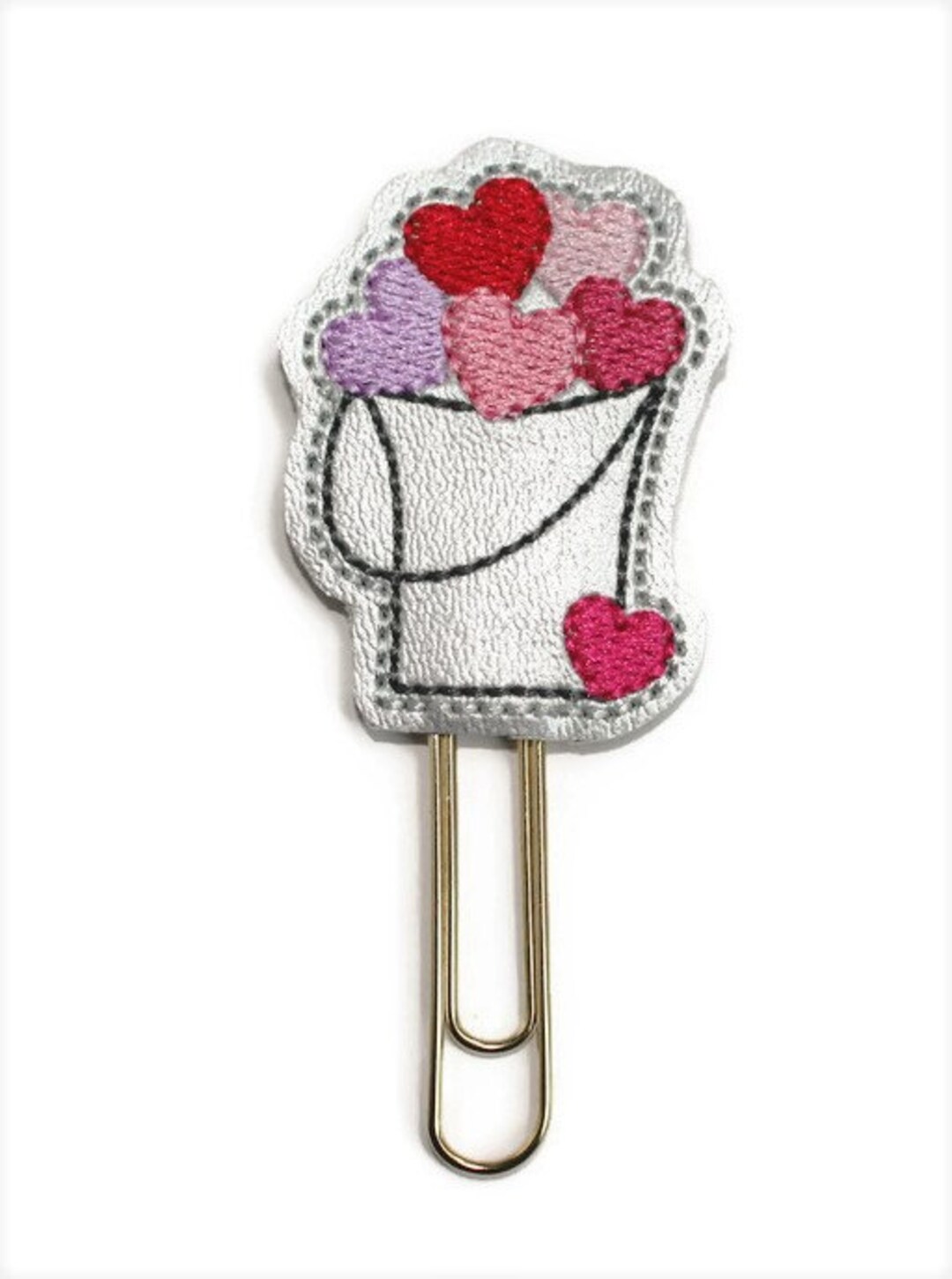 Pail of Hearts Valentine Vinyl Planner Paperclip, Love Bucket Bookmark ...