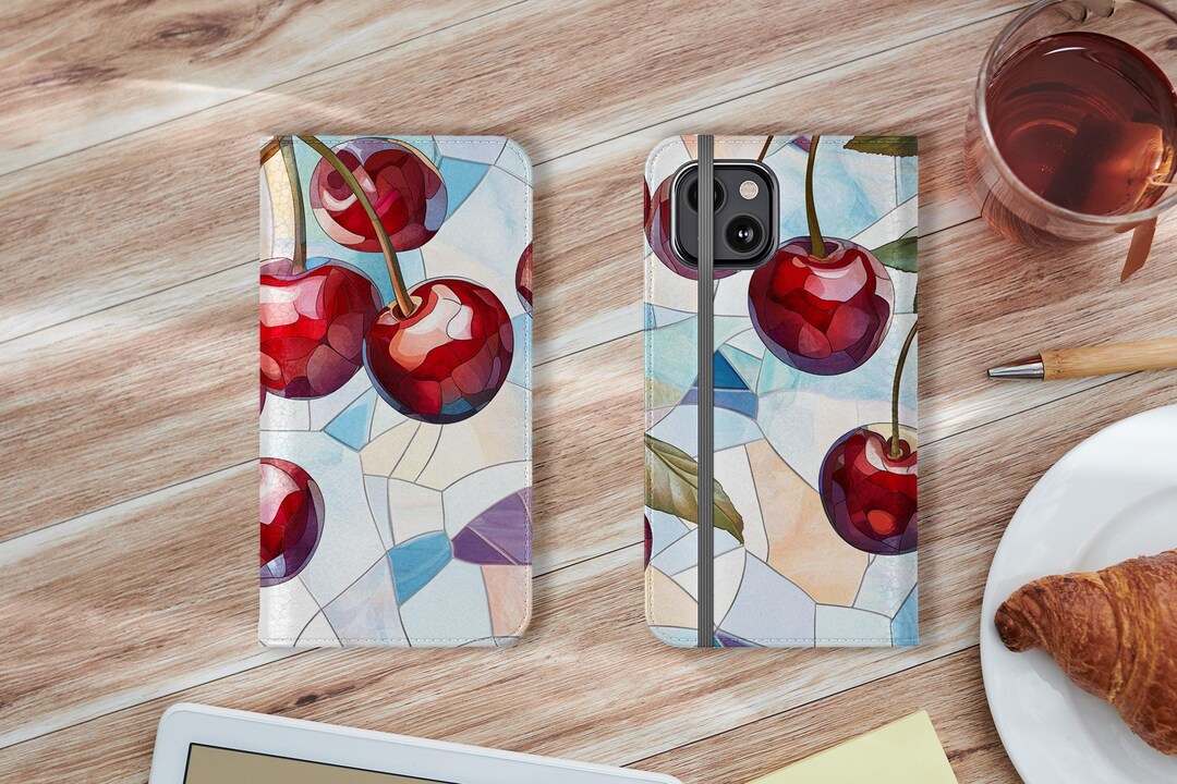 Flip Cases, Stained Glass Cherries Design - Phone Case, Phone Cover ...