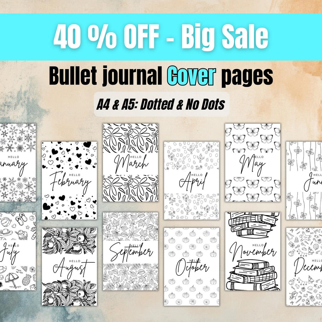 12 Monthly Cover Pages Printable, January–december Coloring Planner ...