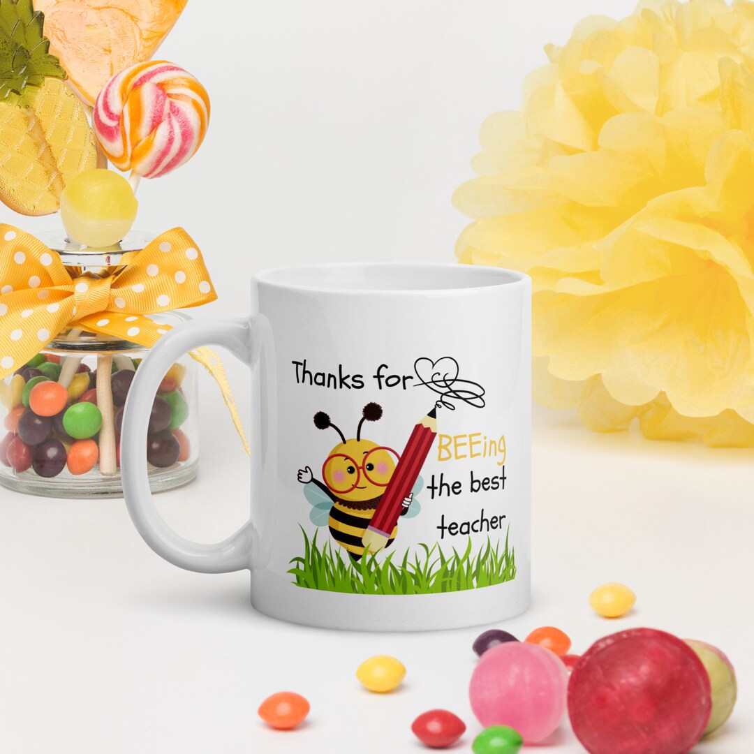 Thanks for Beeing the Best Teacher White Glossy Mug - Etsy