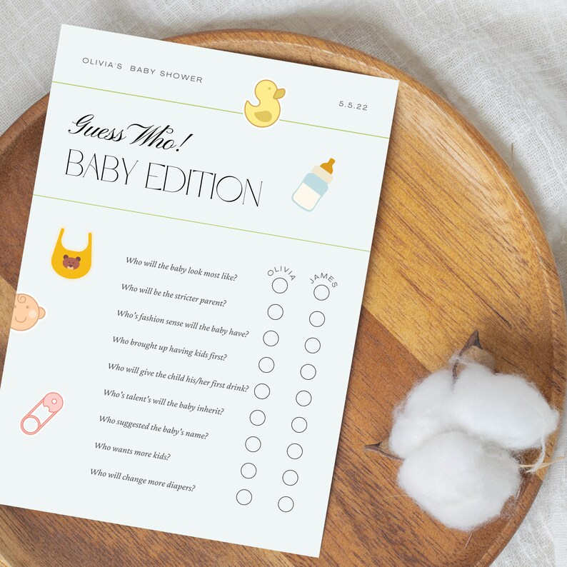 Guess Who Baby Shower Game Printable, Baby Edition Party Game, Fully ...