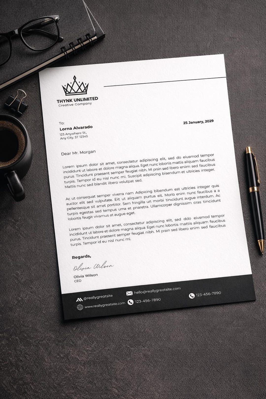 Editable Business Letterhead Template, Corporate Design (word, Google ...