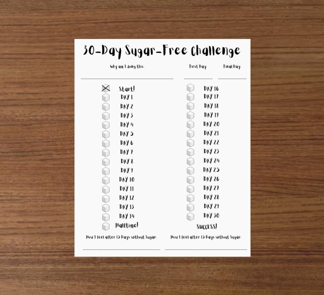 30 Day Sugar Free Challenge Template Printable - Etsy