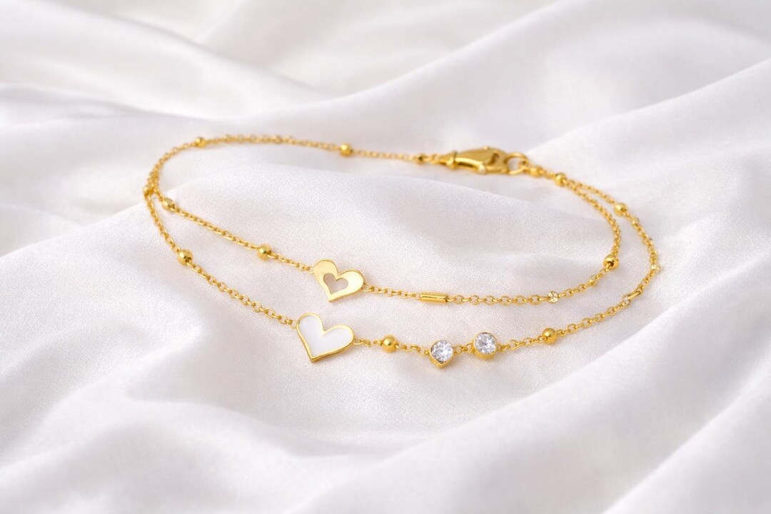Minimalist Gold Chain Anklet – Paperclip Link Anklet With Heart Charm ...