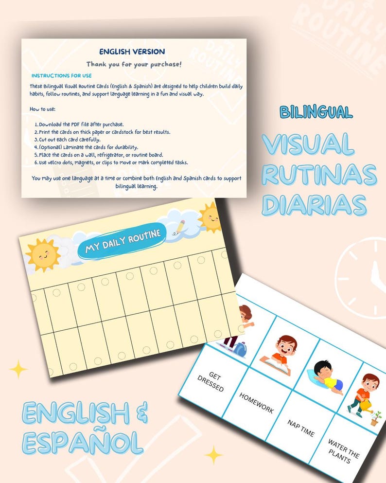 Kids Daily Routine Chart Printable - Calm Morning & Bedtime Routine ...