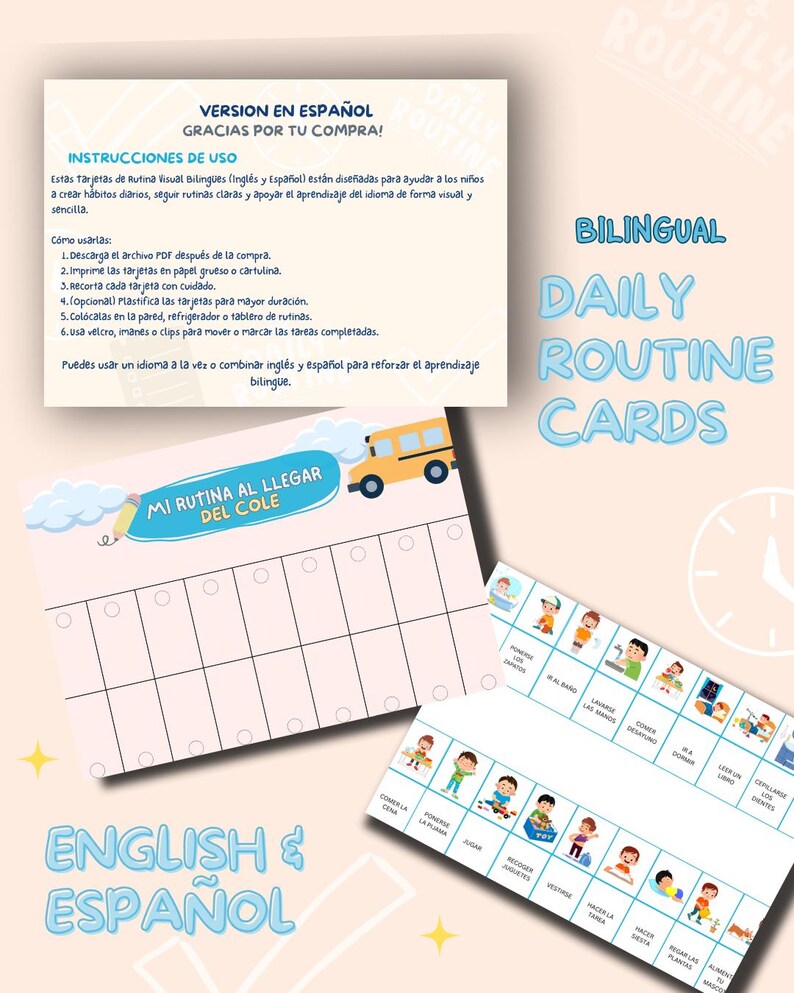 Kids Daily Routine Chart Printable - Calm Morning & Bedtime Routine ...