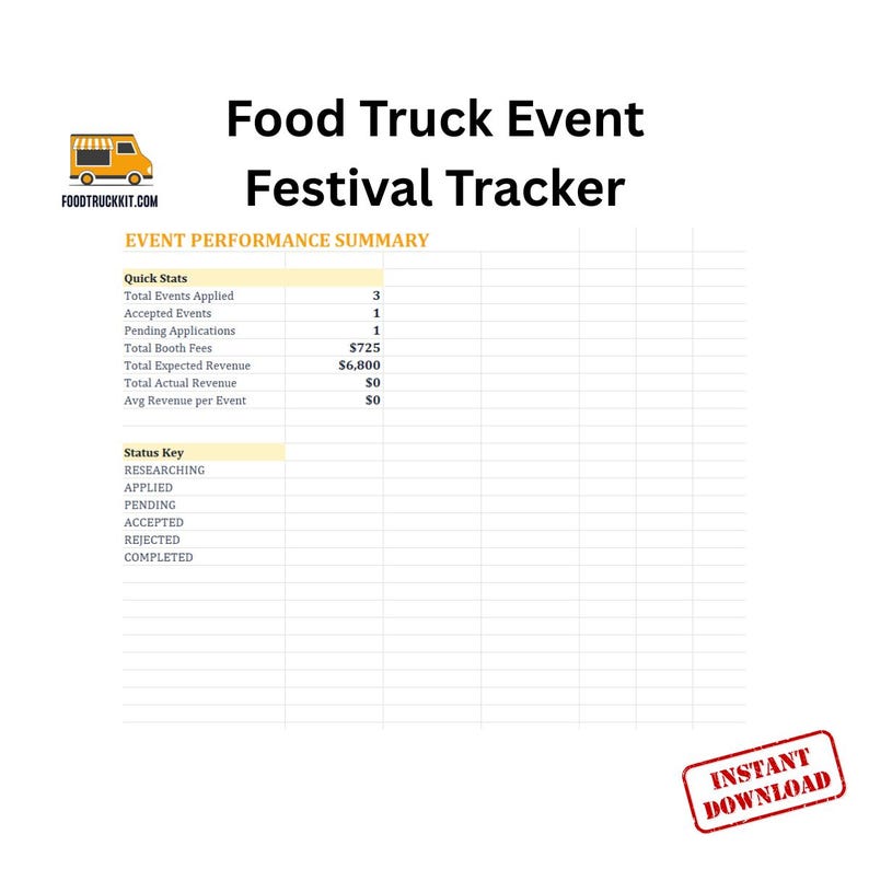 Food Truck Event Tracker 2026 | Festival Application Log | Vendor ...
