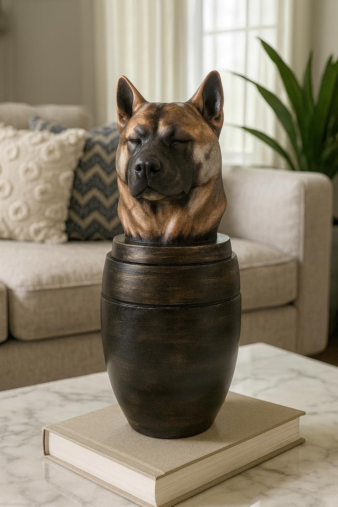 Personalised Akita Ashes Urn. 3D Printed Memorial Dog Sculpture, Custom ...