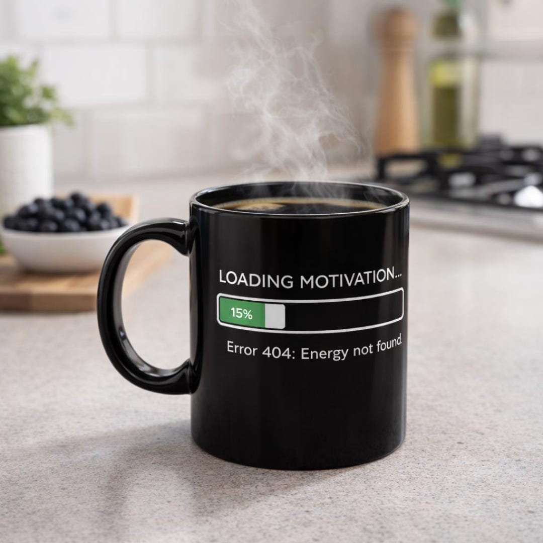 Loading Motivation Bar Mug | Black Coffee Mug, Funny Low Energy Design ...