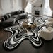 Abstract Flow Hand Tufted Wool Rug – Black & Ivory Modern Organic Shape ...