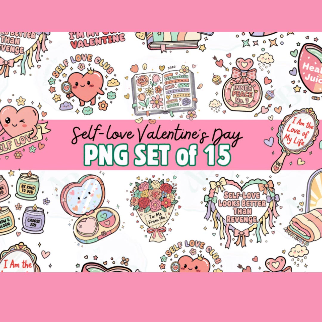 Self Love Valentine Clipart, Mental Health PNG Graphics (digital ...